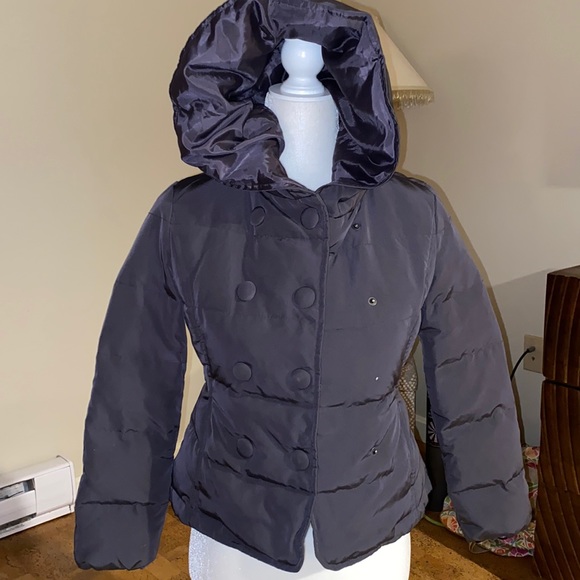Sisley | Jackets & Coats | Sisley Charcoal Winter Short Hooded Jacket ...